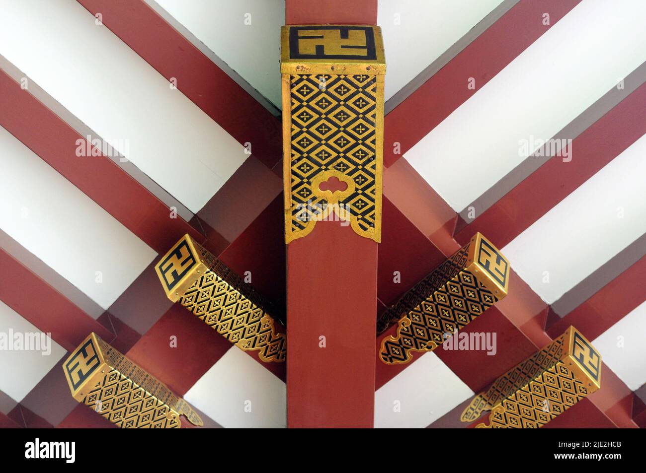 Ceiling's details of an old japanese temple in Tokyo, Japan Stock Photo ...