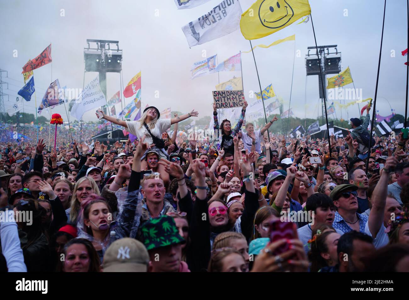 The crowd watching Sam Fender performing on the Pyramid Stage at the ...