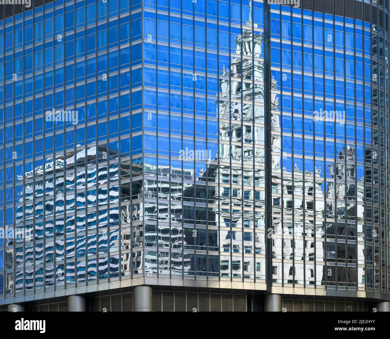 Wrigley building reflected in Trump Tower at 401 N Wabash Avenue in ...