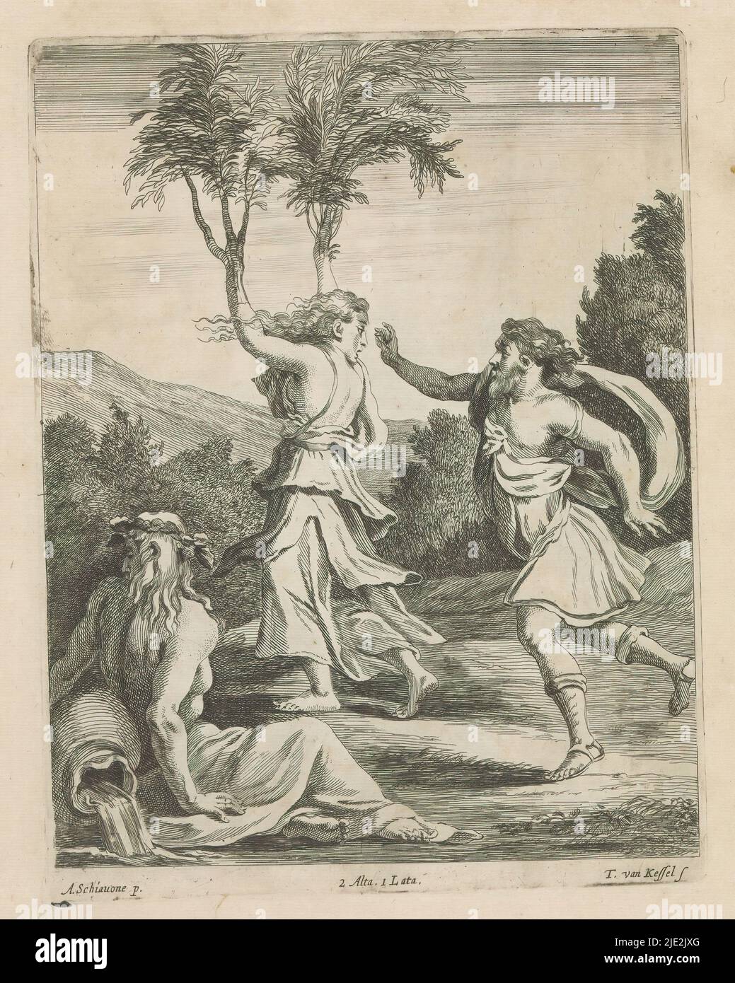 Apollo and Daphne, Apollo pursues the nymph Daphne, because he is in ...