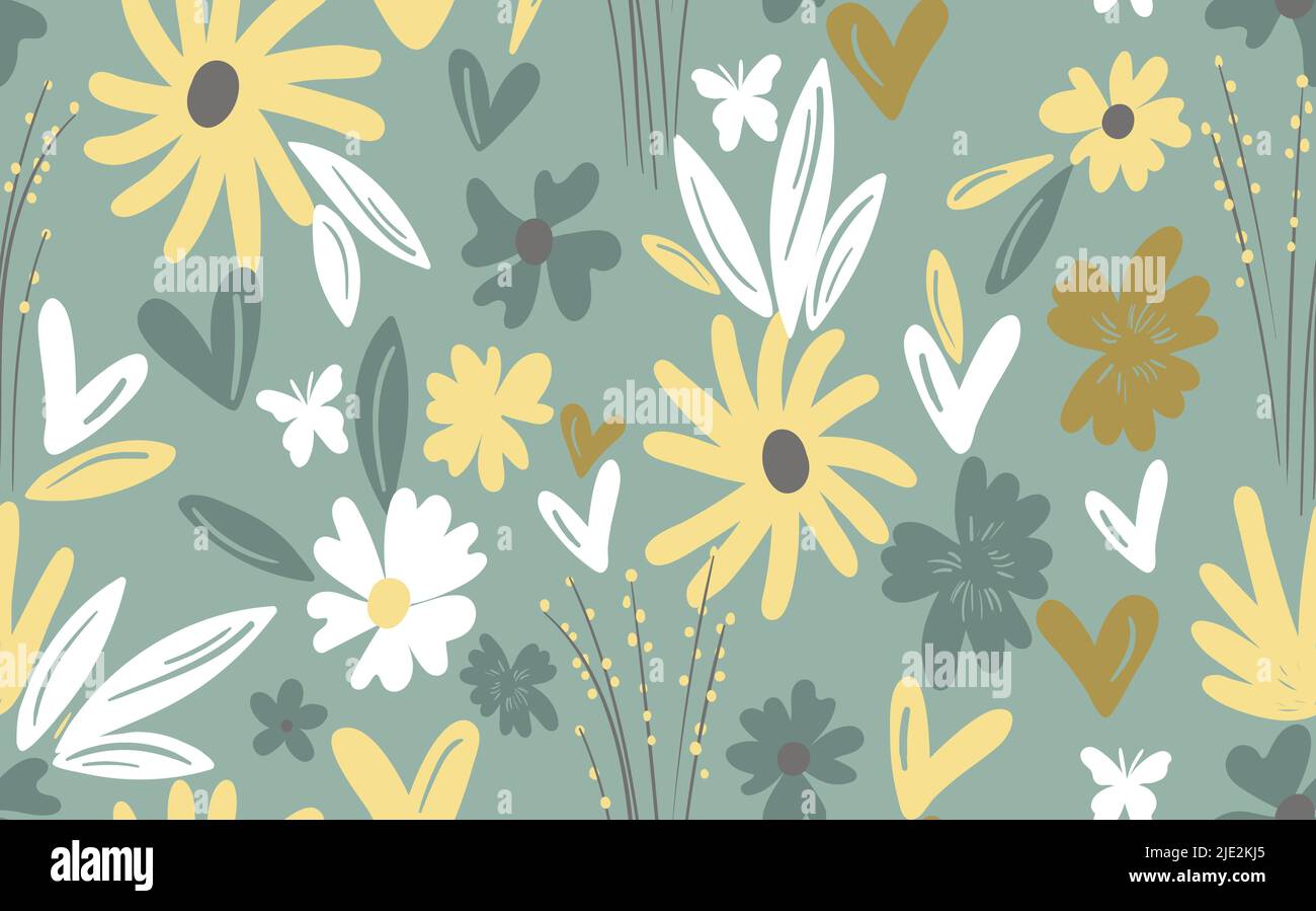 Seamless floral pattern based on traditional folk art ornaments ...