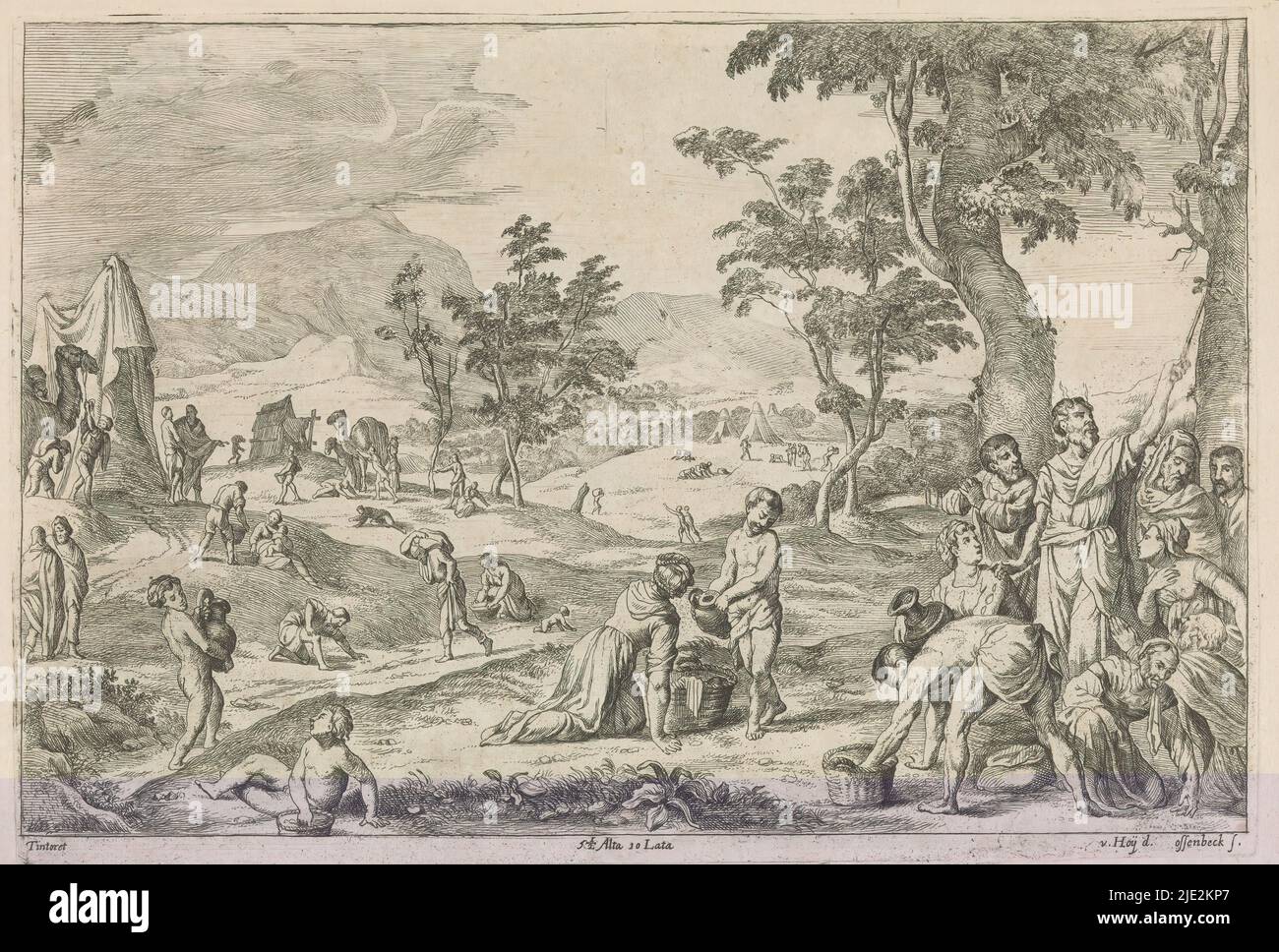 Gathering of the manna by the Israelites, The Israelites gather the ...