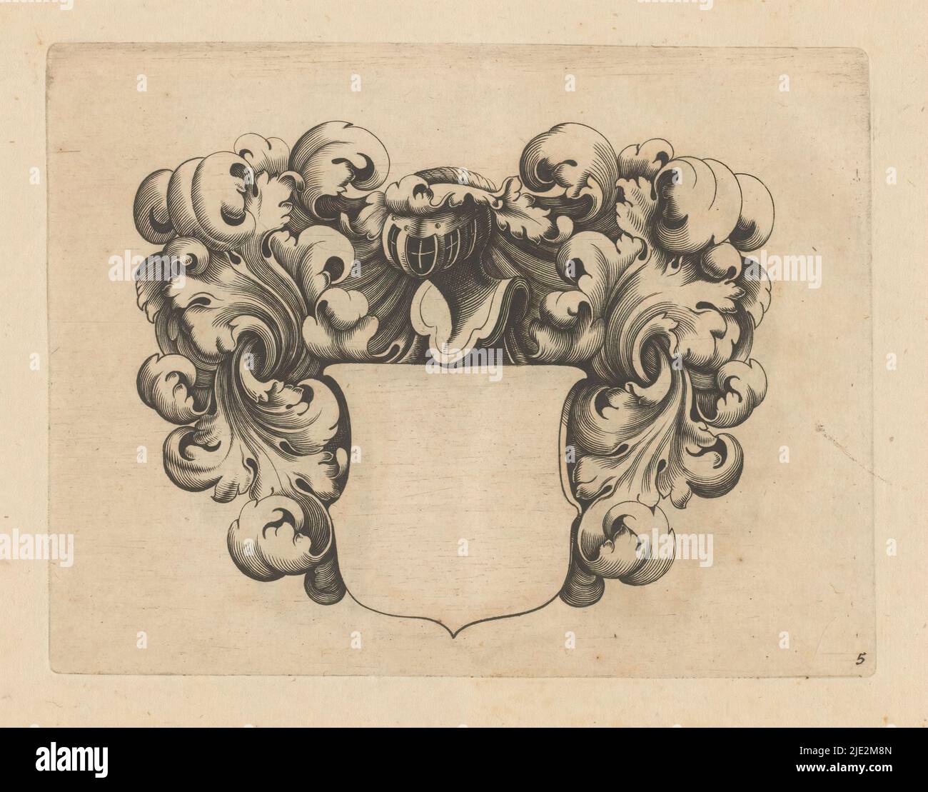 Cartouche for coat of arms, Print No. 5 in a bundle of eight numbered ...