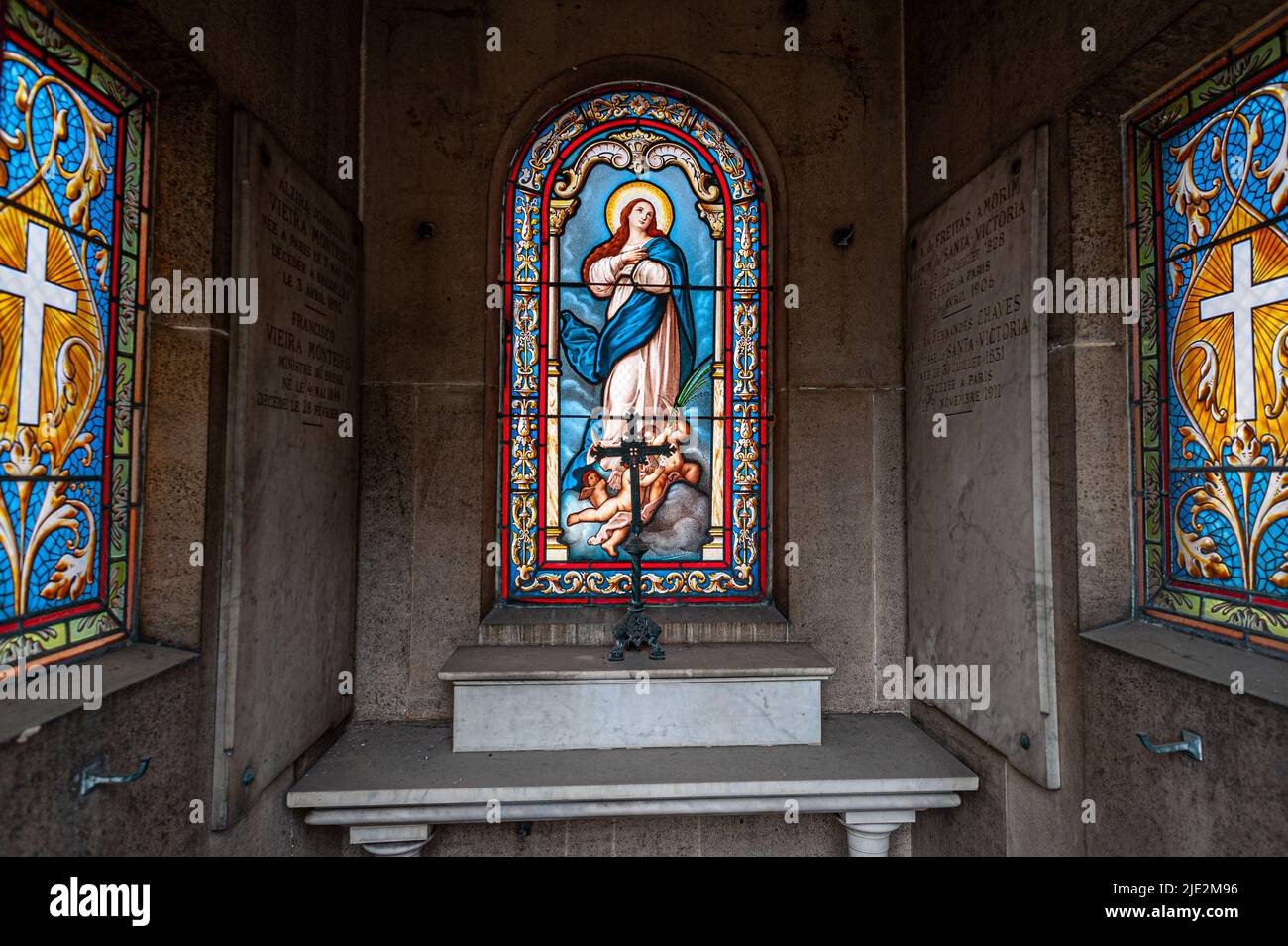 Family tomb inside Passy Cemetery, Paris, France. 05/2009 Stock Photo ...