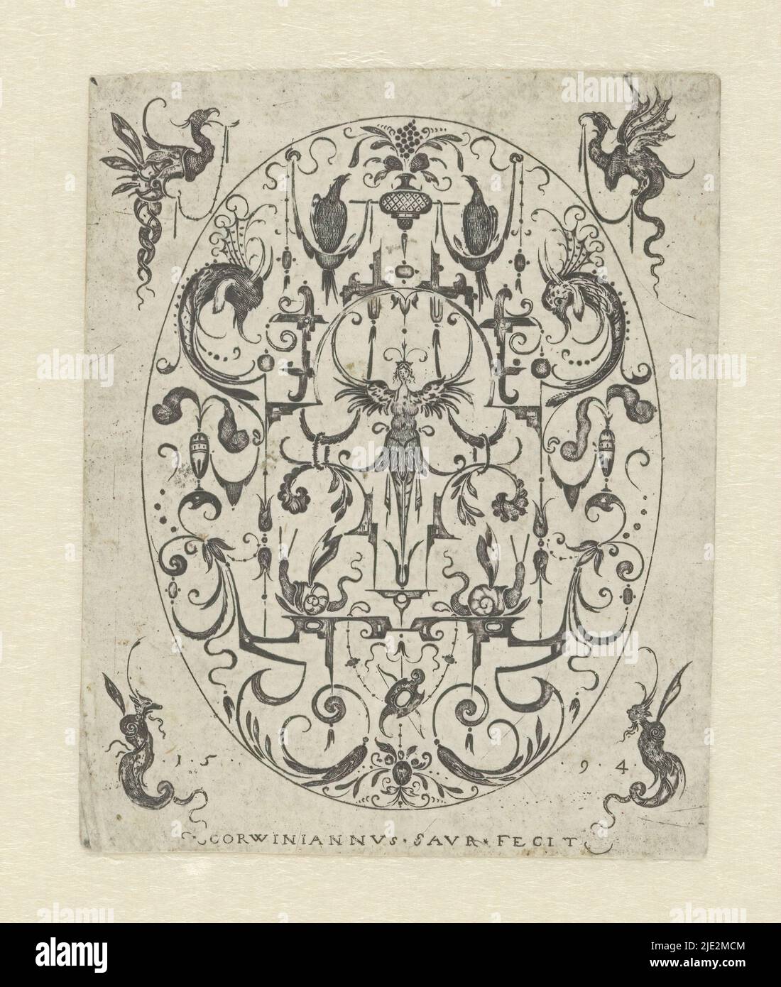 Ornament print with grotesques and monsters, Ornament print with ...