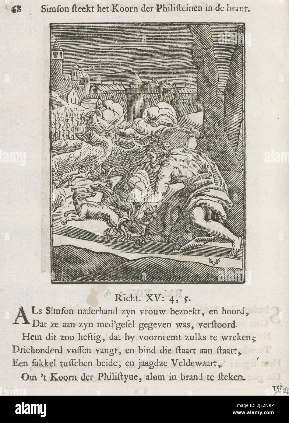 Samson sets fire to the cornfields of the Philistines, Samson sets fire ...