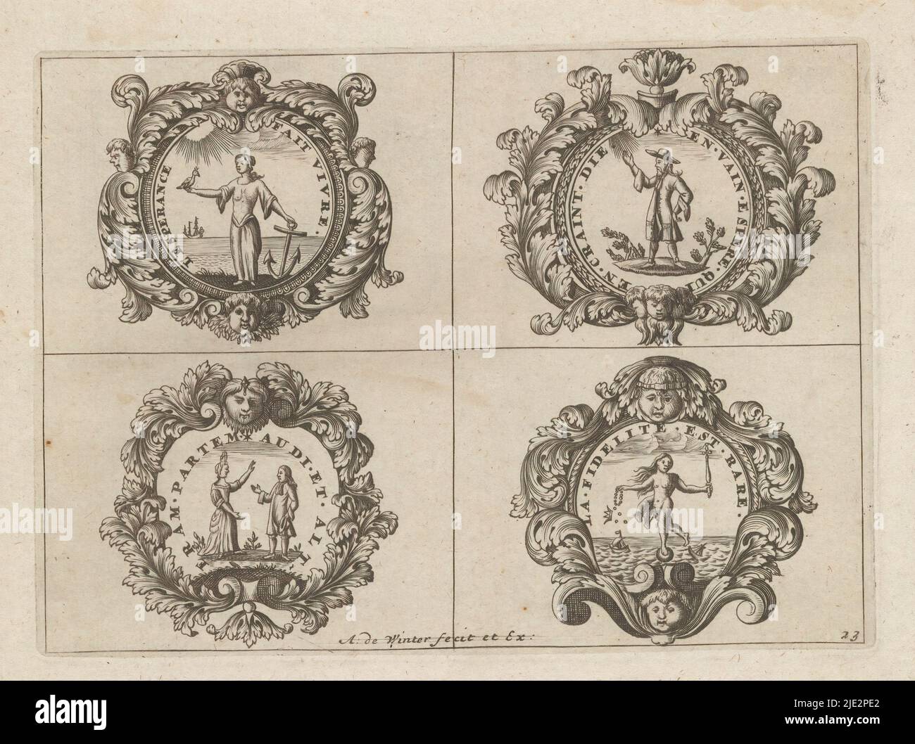 Print 23 from series 'Livre des plus belles devises...', Livre des plus ...