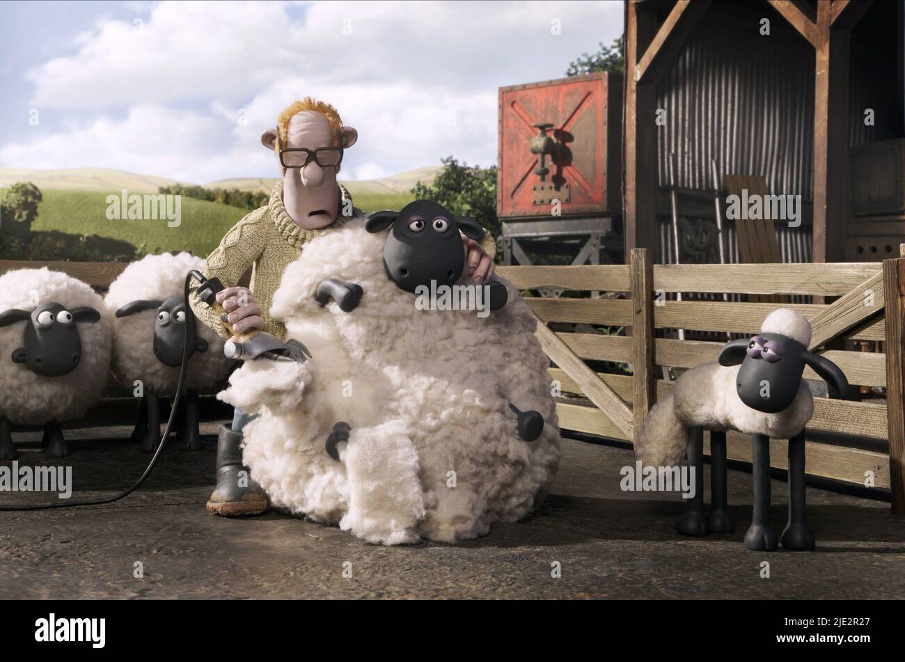 THE FARMER, SHIRLEY, SHAUN, SHAUN THE SHEEP MOVIE, 2015 Stock Photo - Alamy