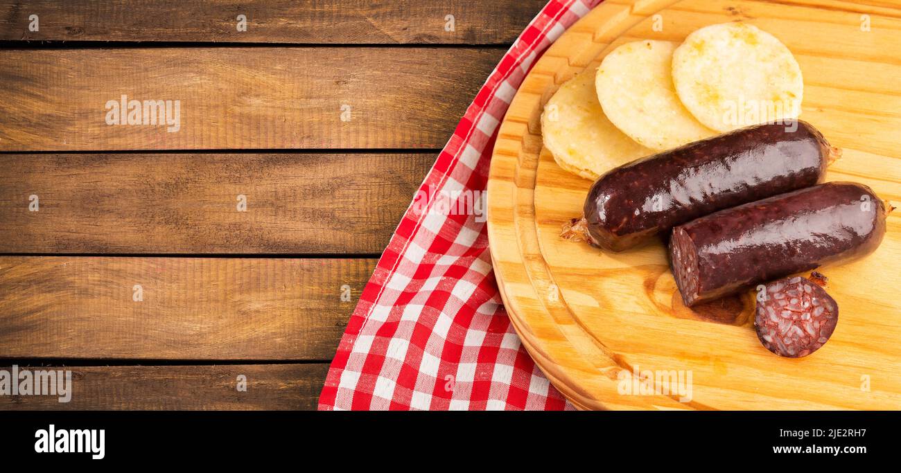 Blood sausage morcilla - Breakfast typical of Latin American countries ...