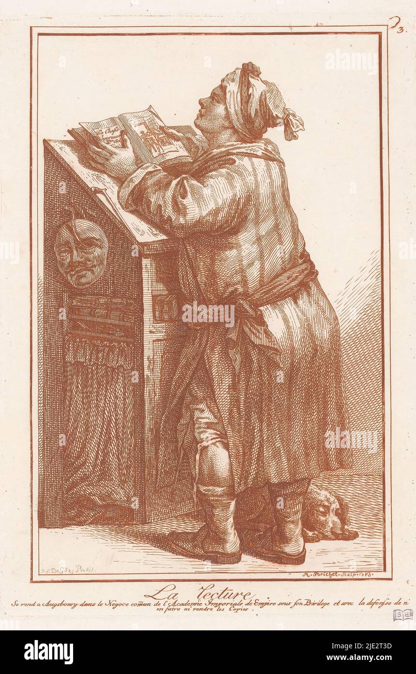 Reading man behind a lectern, La lecture (title on object), Figure ...