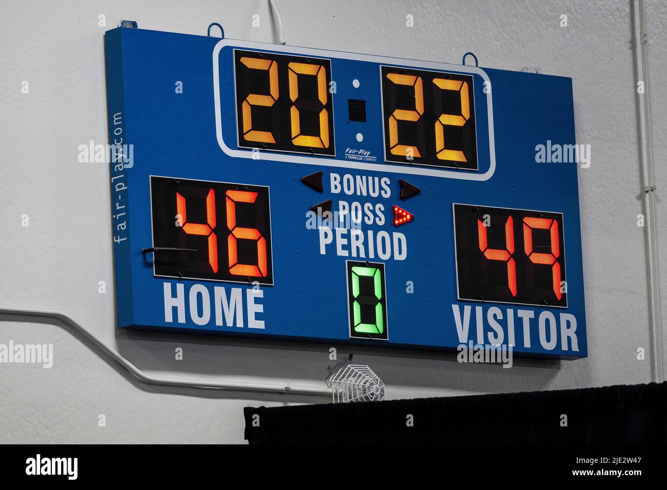 A scoreboard displays numbers representing President Joe Biden (46) and ...