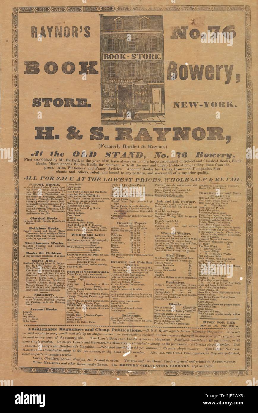 Advertising bill for Raynor's Book Store at New York, Window display of ...