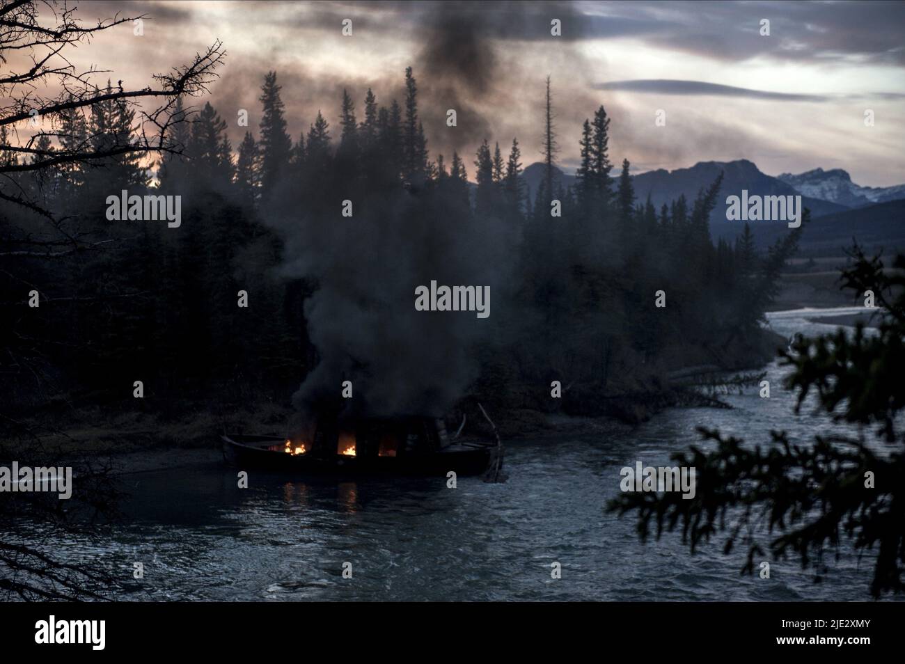 BURNING BOAT, THE REVENANT, 2015 Stock Photo - Alamy