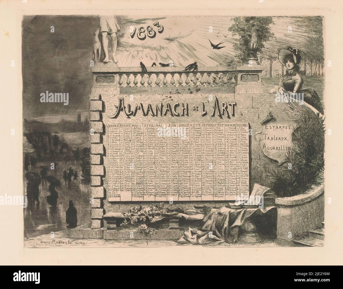 Calendar for the year 1883, Almanach de l'art (title on object ...