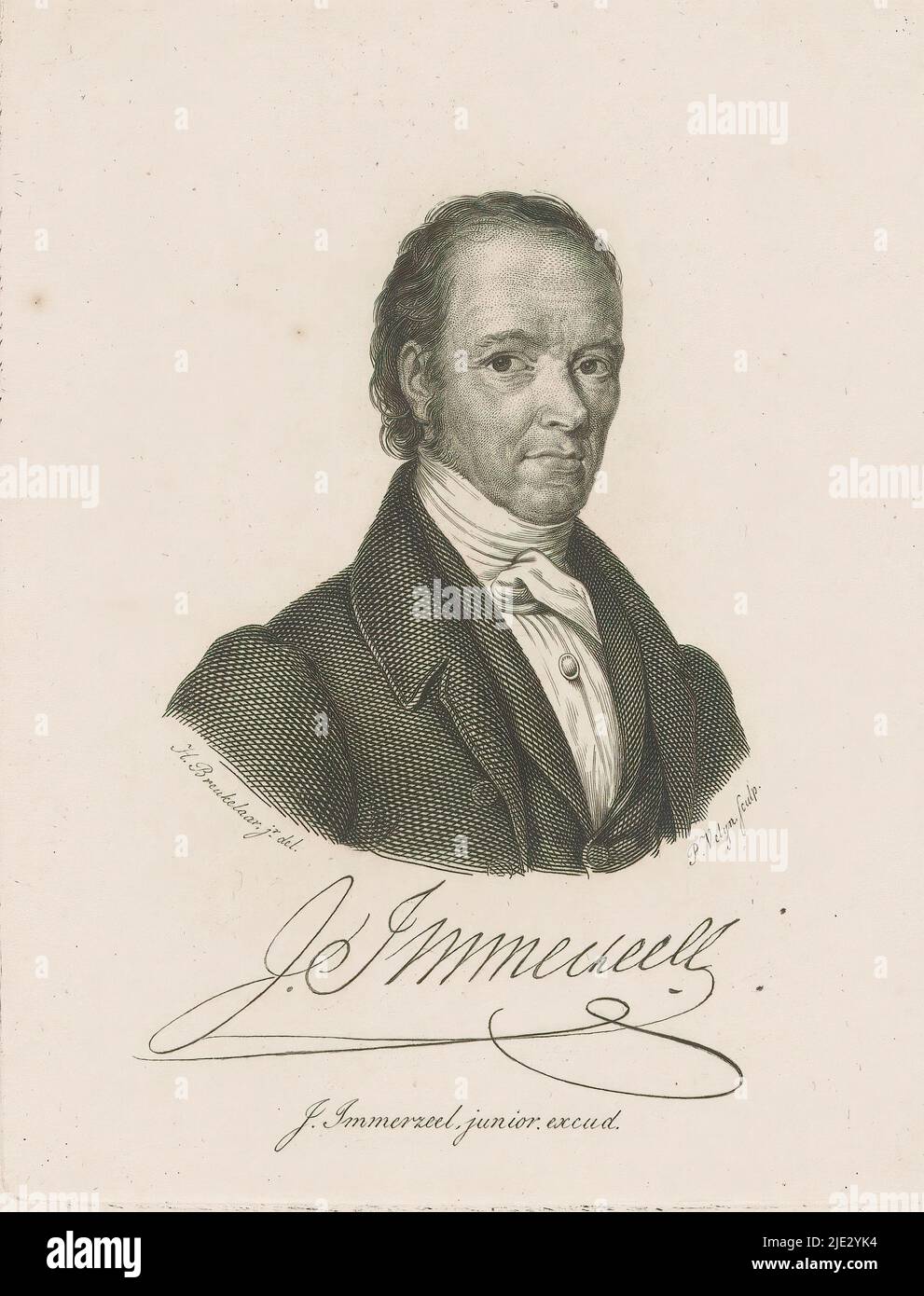 Portrait of Johannes Immerzeel, Portrait of the publisher Johannes Immerzeel. Below the portrait ...