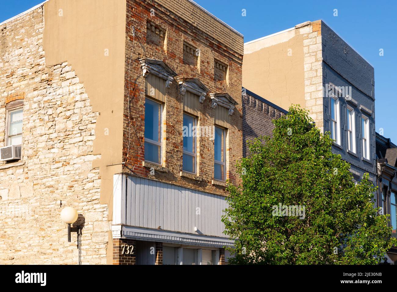 Old storefronts in Midwest city Stock Photo - Alamy