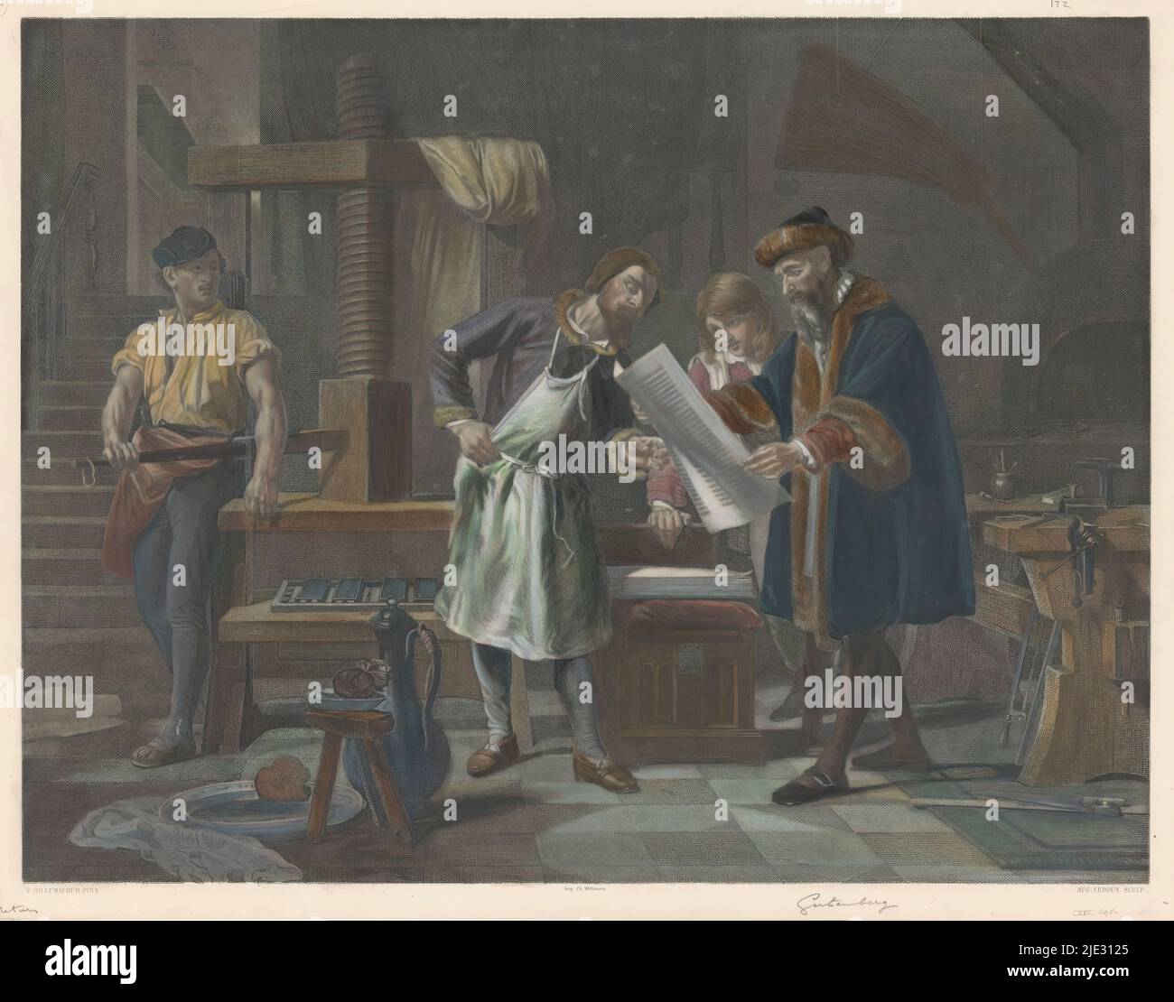 Interior of Johannes Gutenberg's printing house, Interior of a book ...