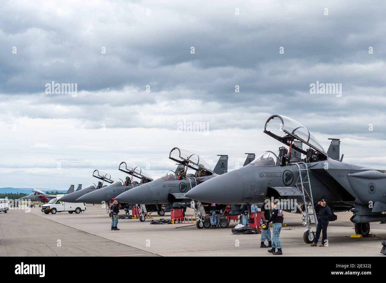 Republic of Singapore Air Force members prepare F-15SG Strike Eagles ...