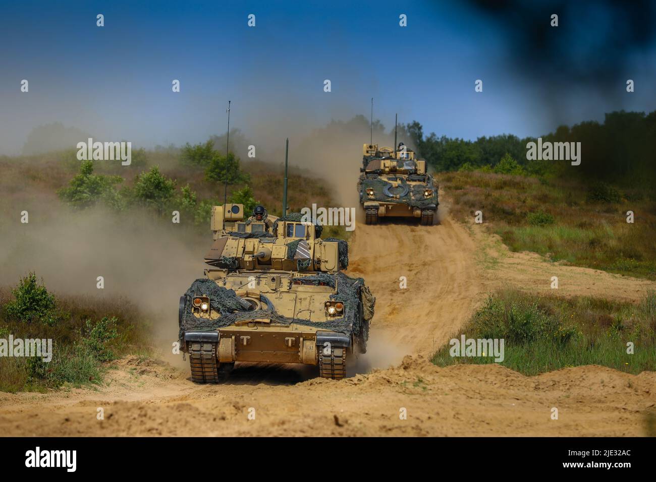 U.S. M2 Bradley Fighting Vehicles assigned to 1st Battalion, 68th Armor ...