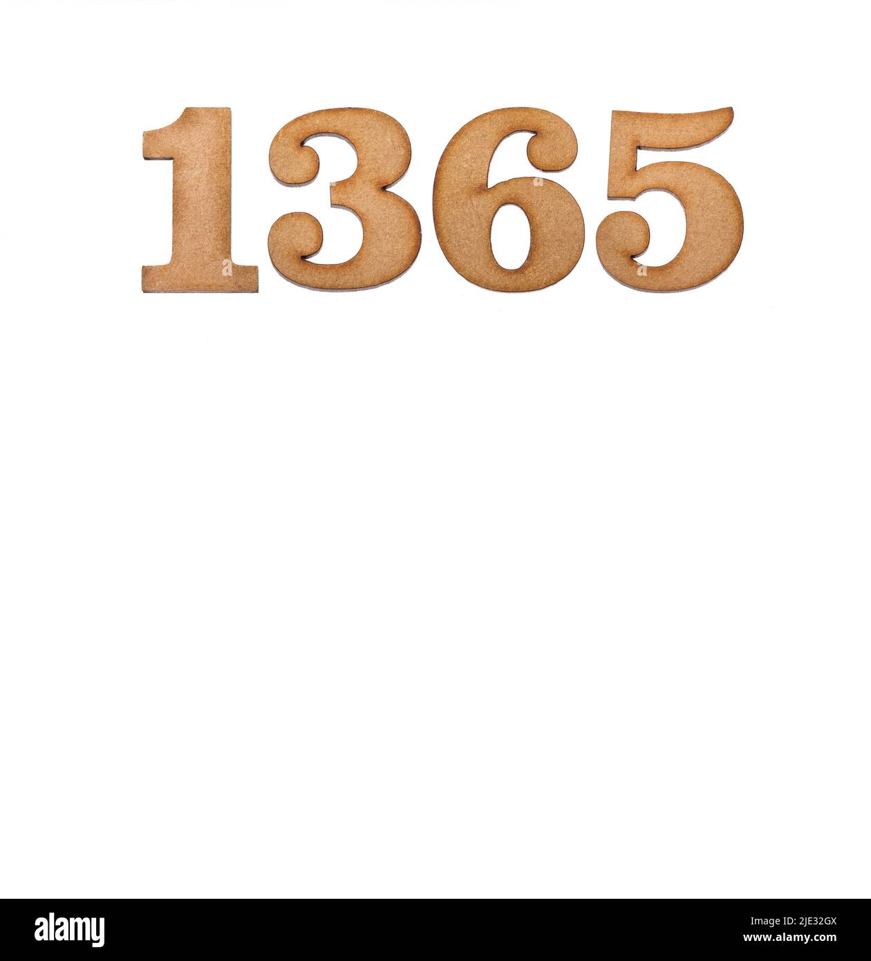 Number 1365 in wood, isolated on white background Stock Photo - Alamy