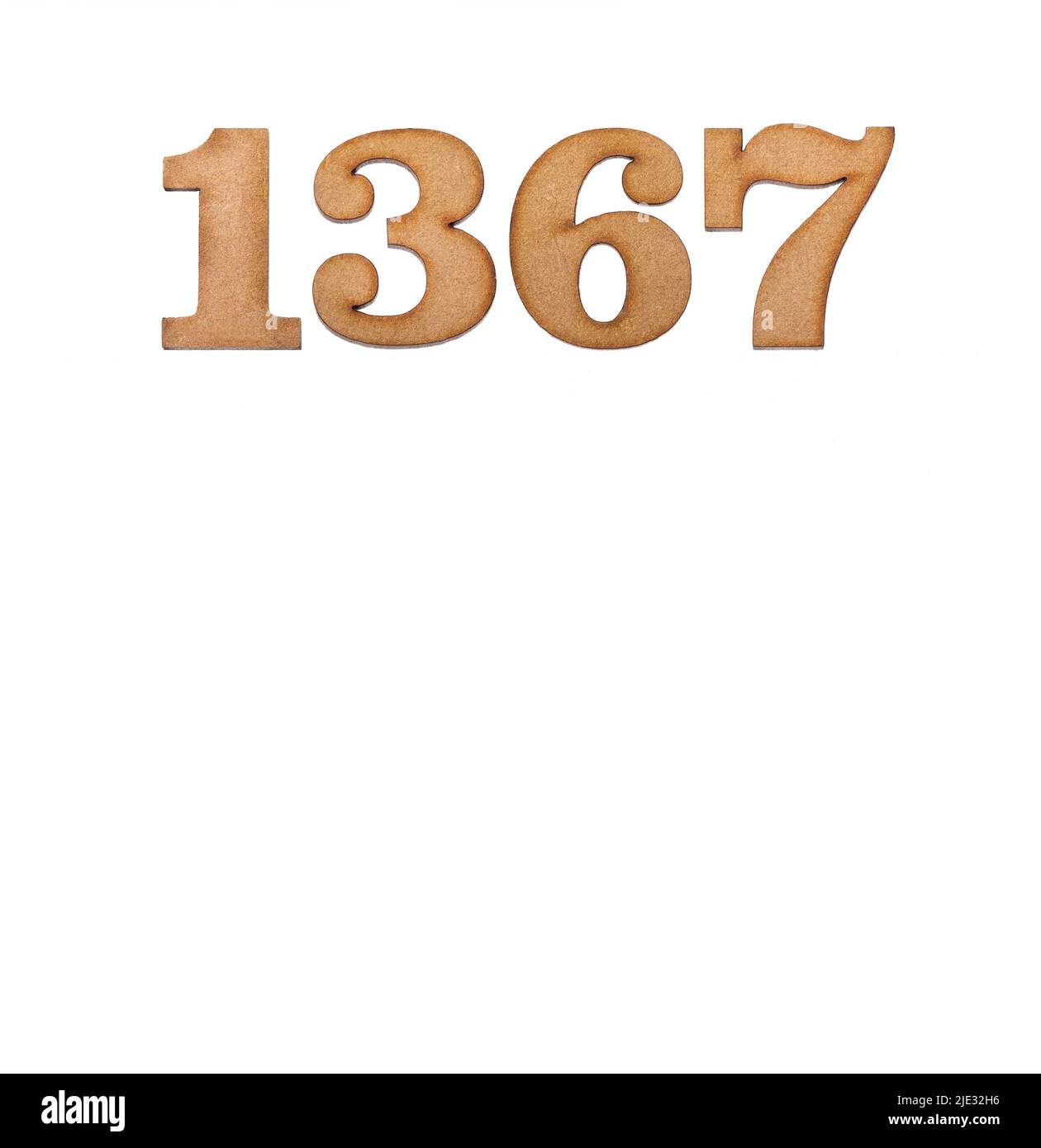 Number 1367 in wood, isolated on white background Stock Photo - Alamy