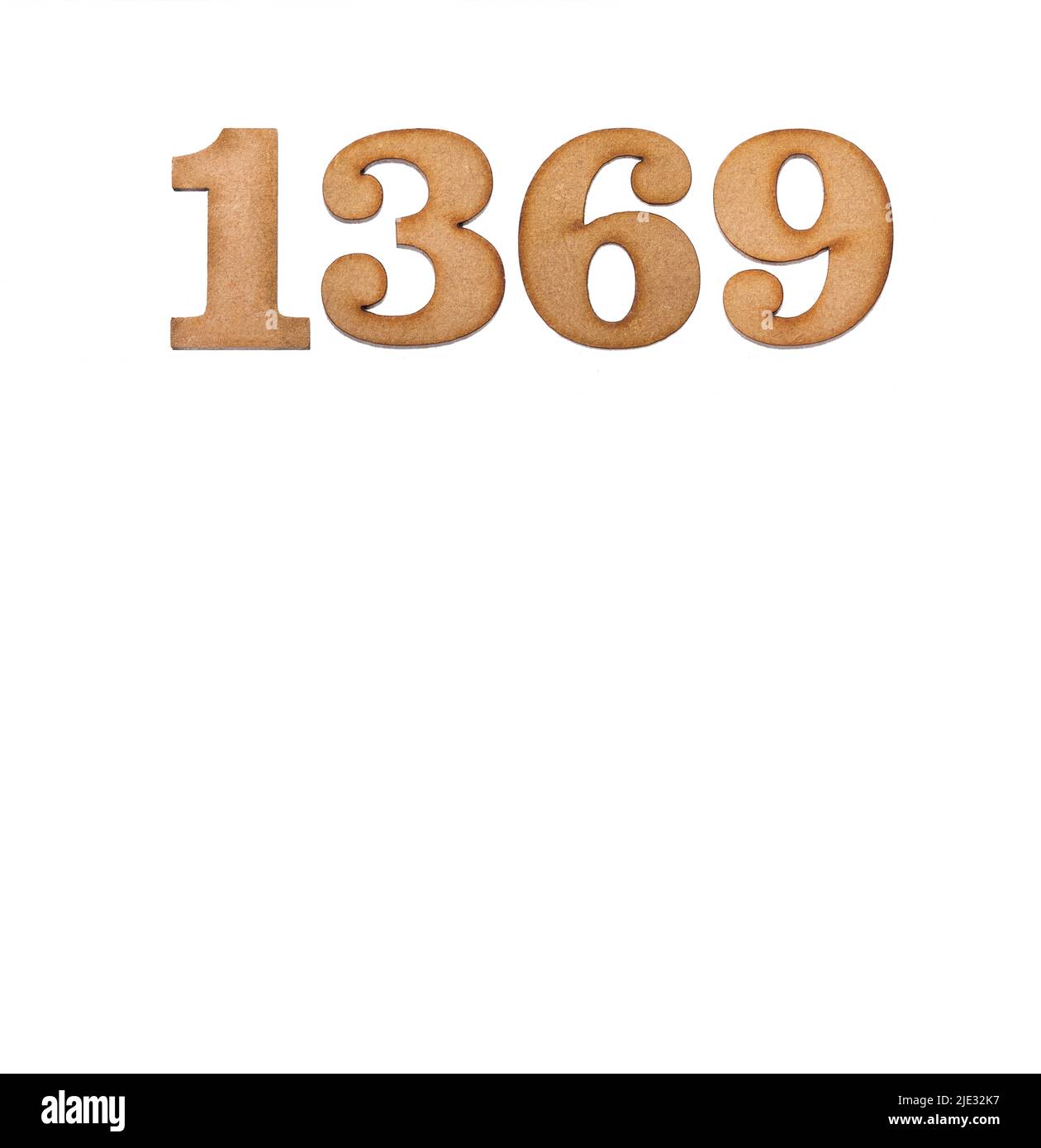 Number 1369 in wood, isolated on white background Stock Photo - Alamy