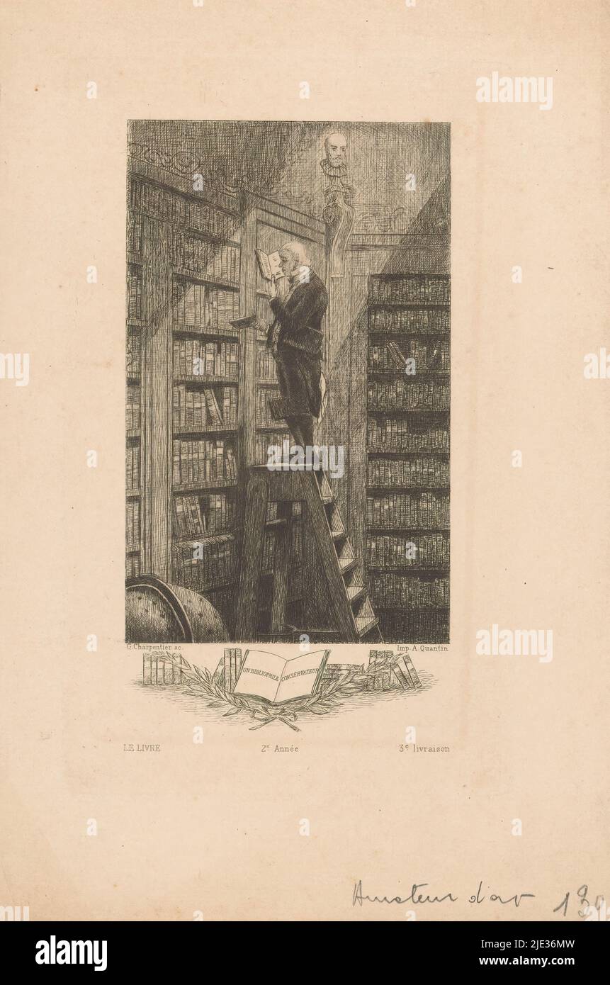 Library man ladder hi-res stock photography and images - Alamy