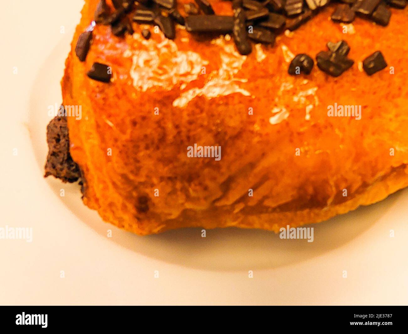 detail of a chocolate bun with the name of Neapolitan with energy and ...