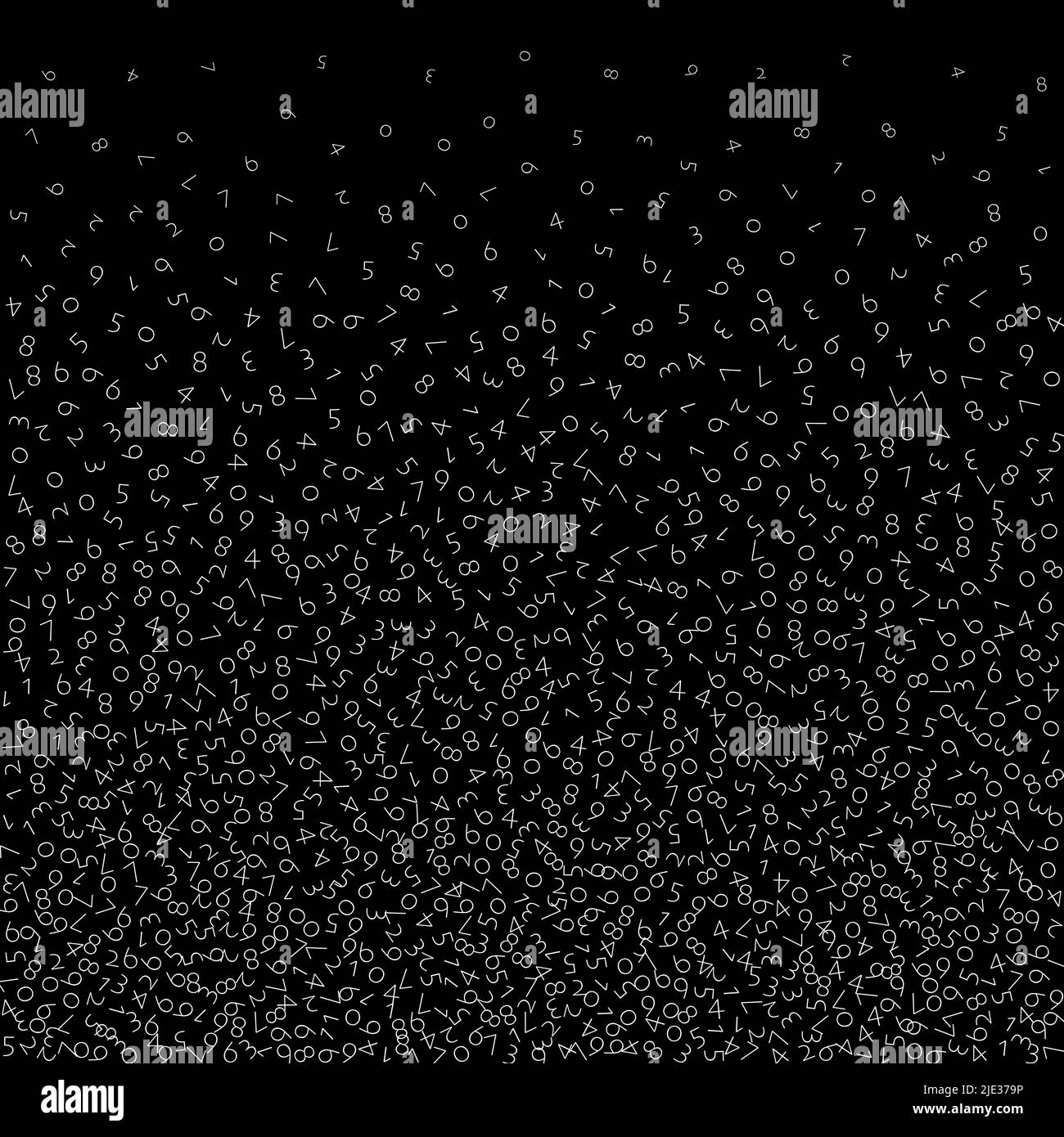 Falling numbers, big data concept. Binary white disorderly flying ...
