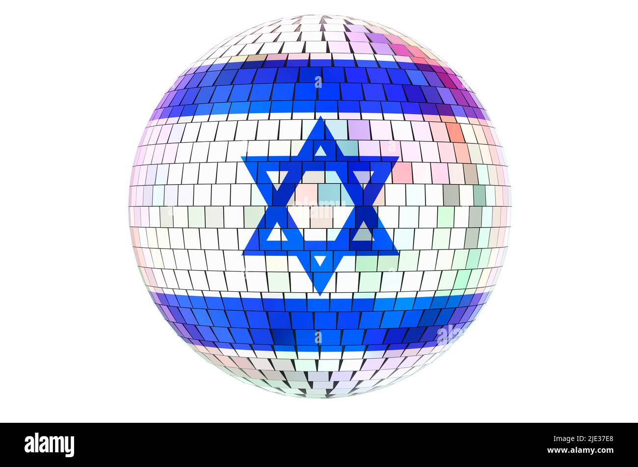 Mirror disco ball with Israeli flag, 3D rendering isolated on white ...