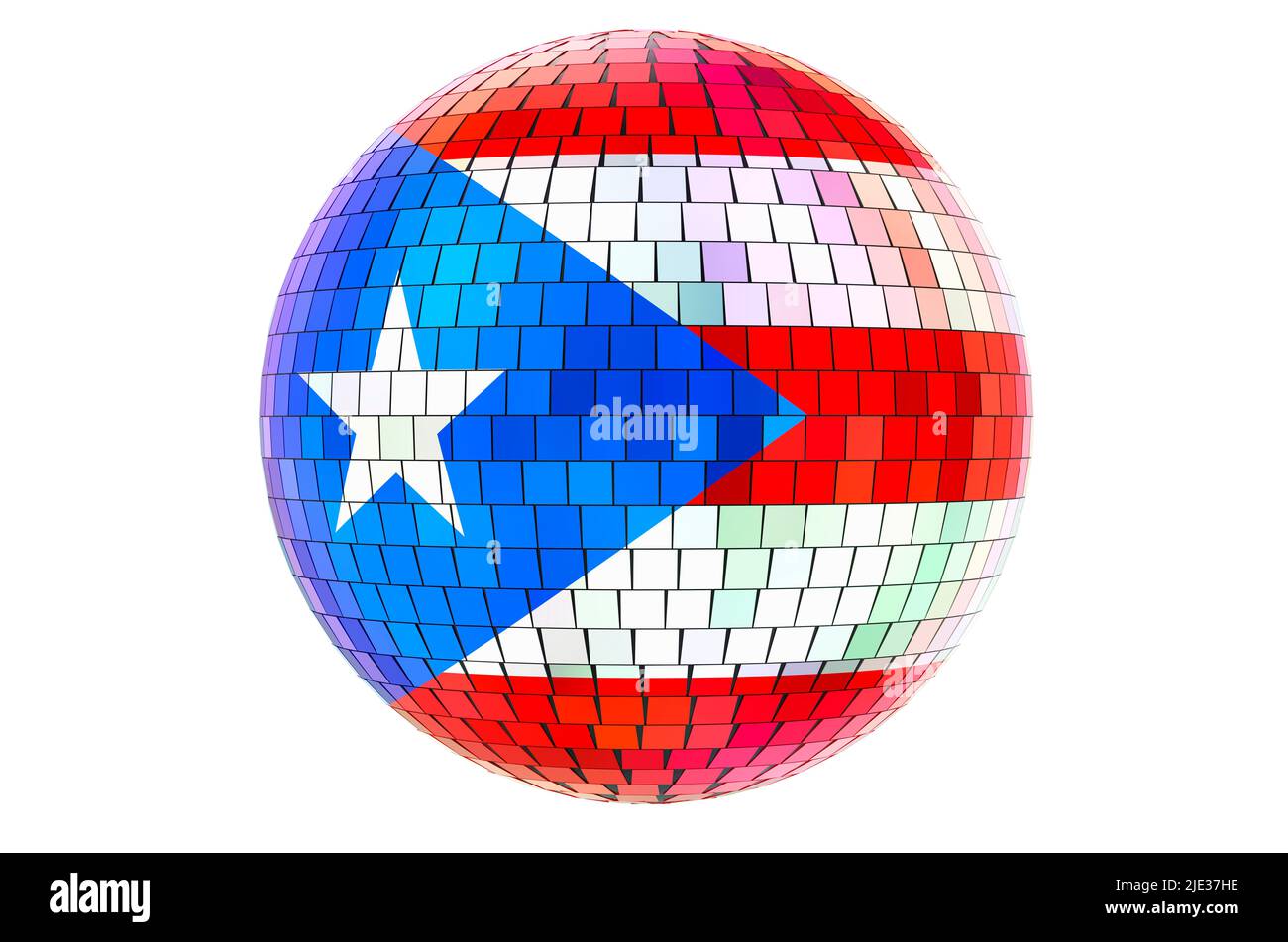 Mirror disco ball with Puerto Rican flag, 3D rendering isolated on ...