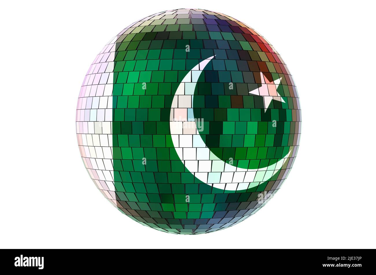 Mirror disco ball with Pakistani flag, 3D rendering isolated on white ...