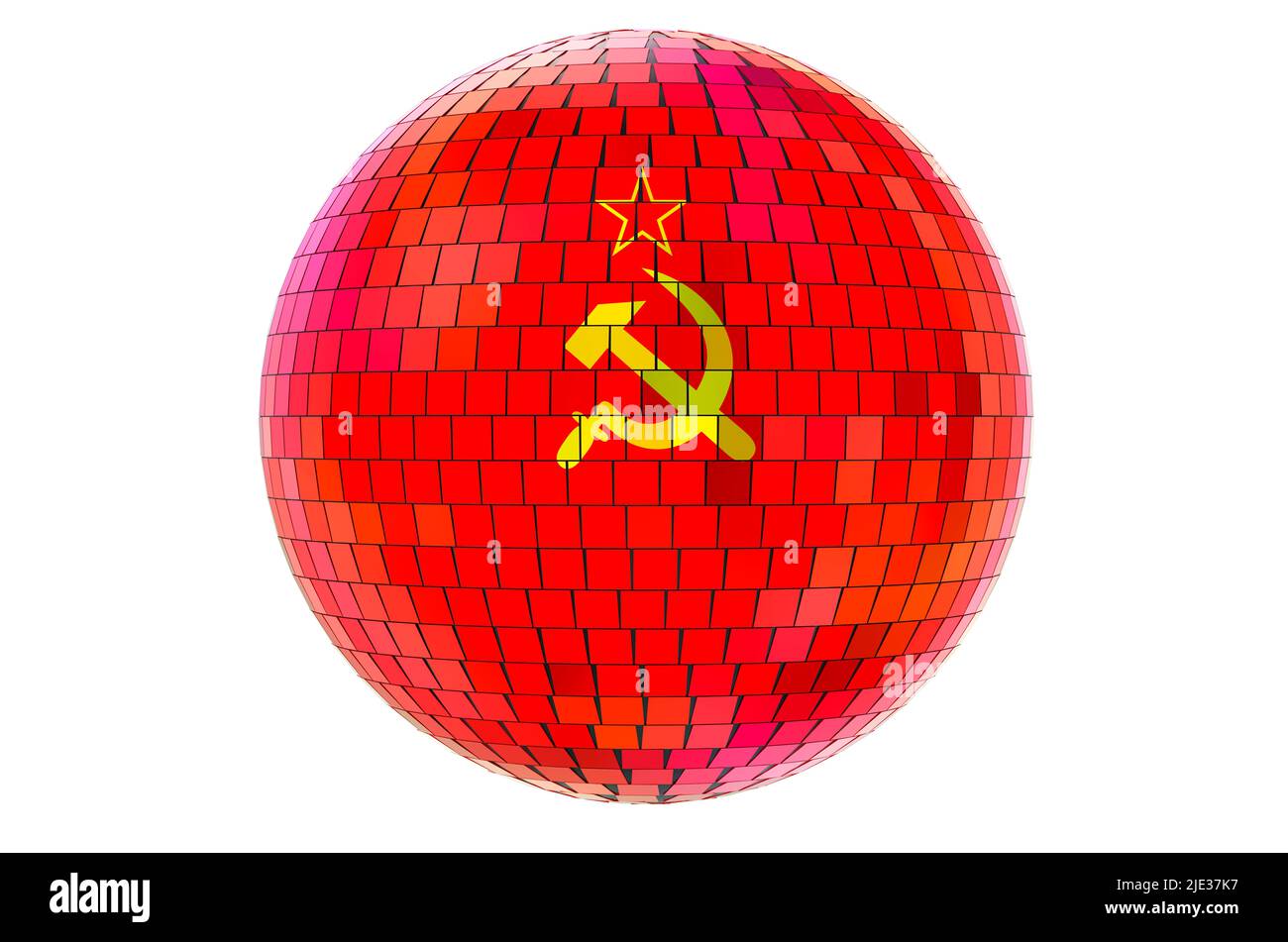 Mirror disco ball with Soviet Union flag, 3D rendering isolated on ...