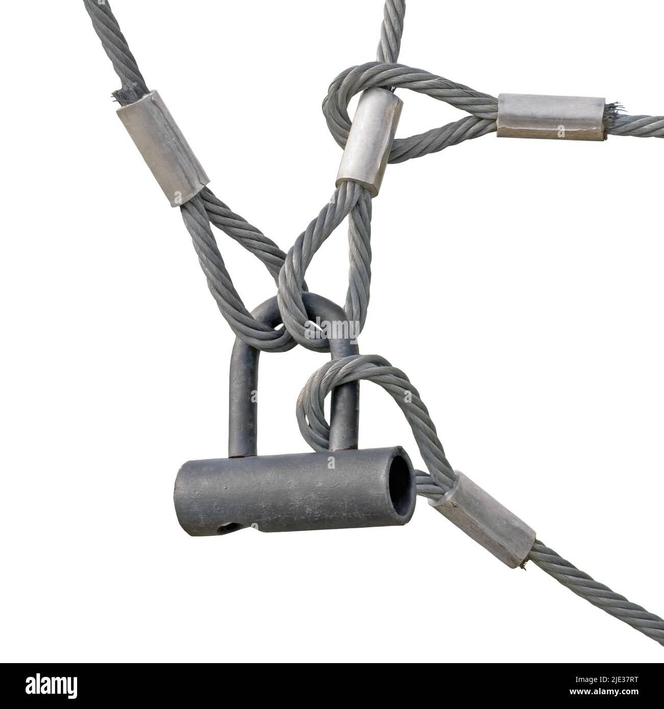 Industrial Safety Padlock Lock Interlocked Wire Loop Ropes Isolated ...