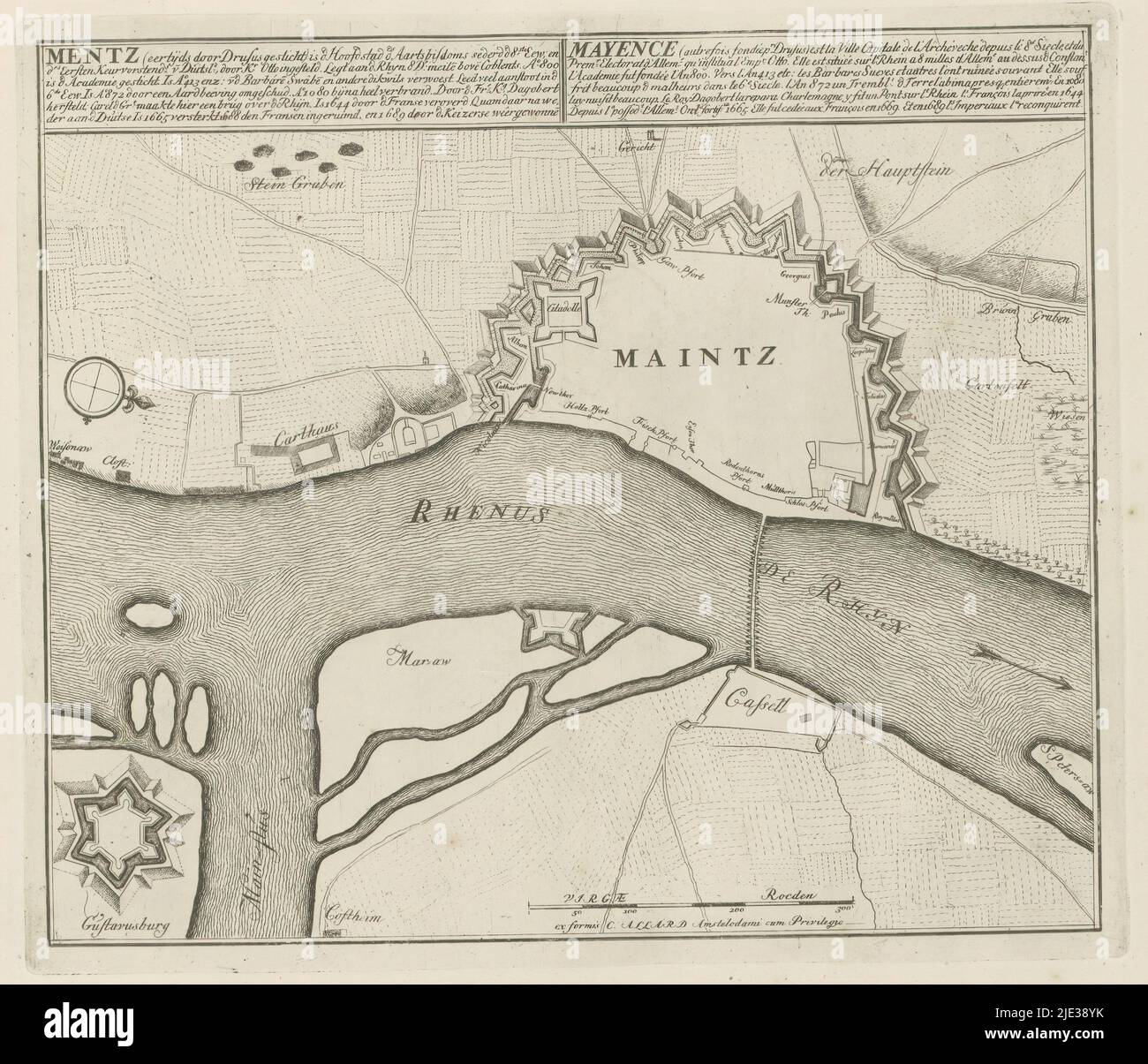 Map of Mainz, Mentz (...) is d'capital d'archbisdoms (...) (title on ...