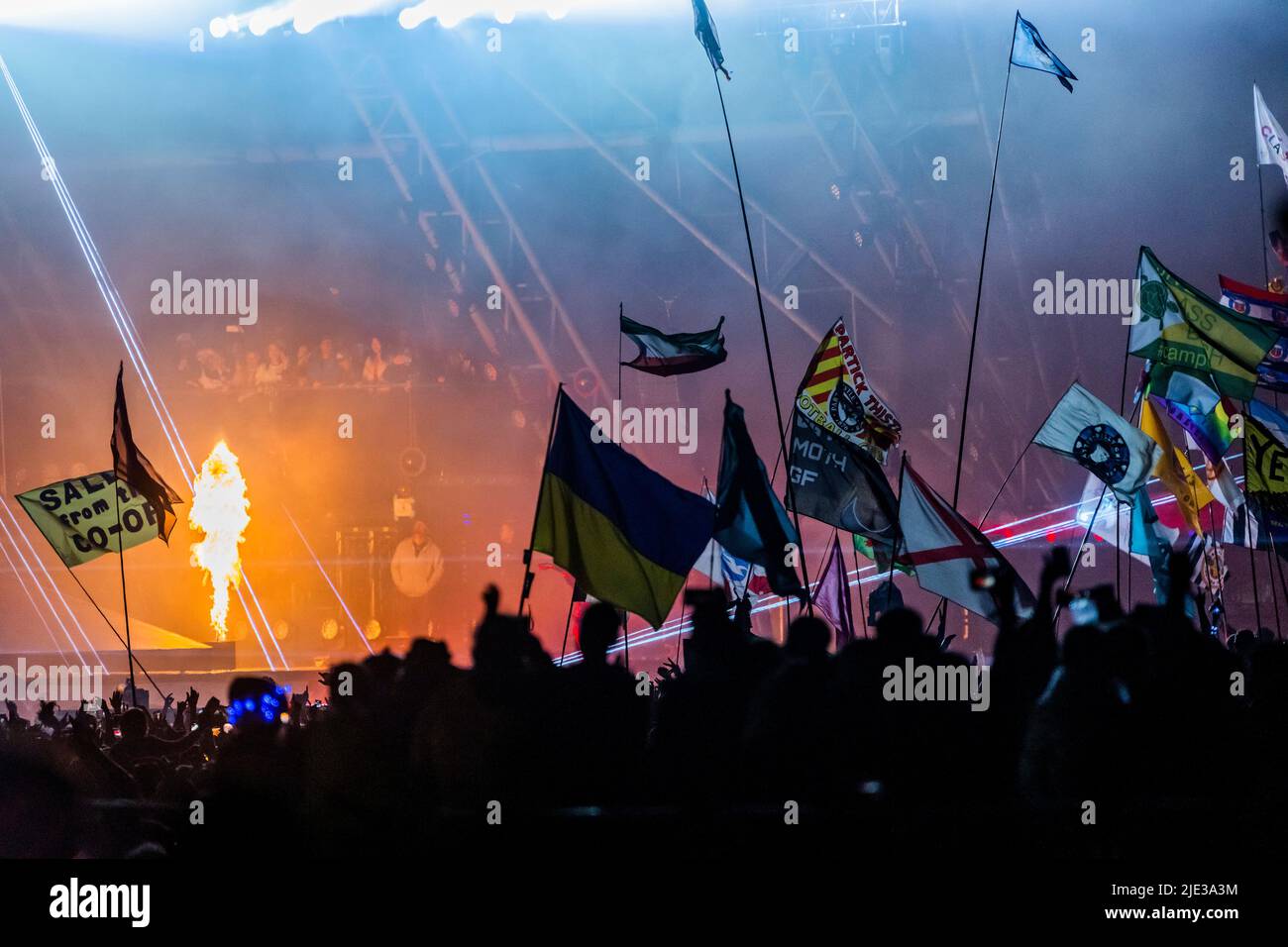 Glastonbury, UK. 24th June, 2022. Billie Eilish plays the Pyramid Stage ...