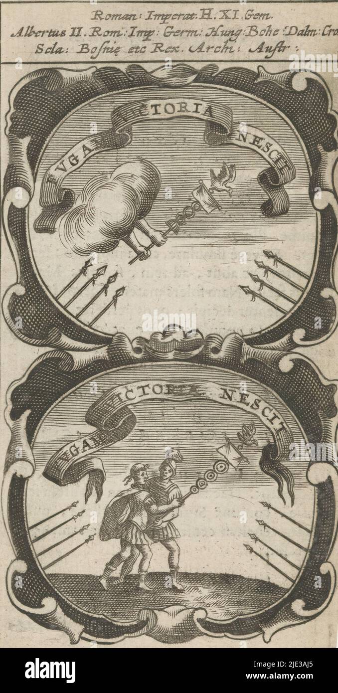 Hand in the clouds with Roman staff / Two soldiers with Roman staff ...