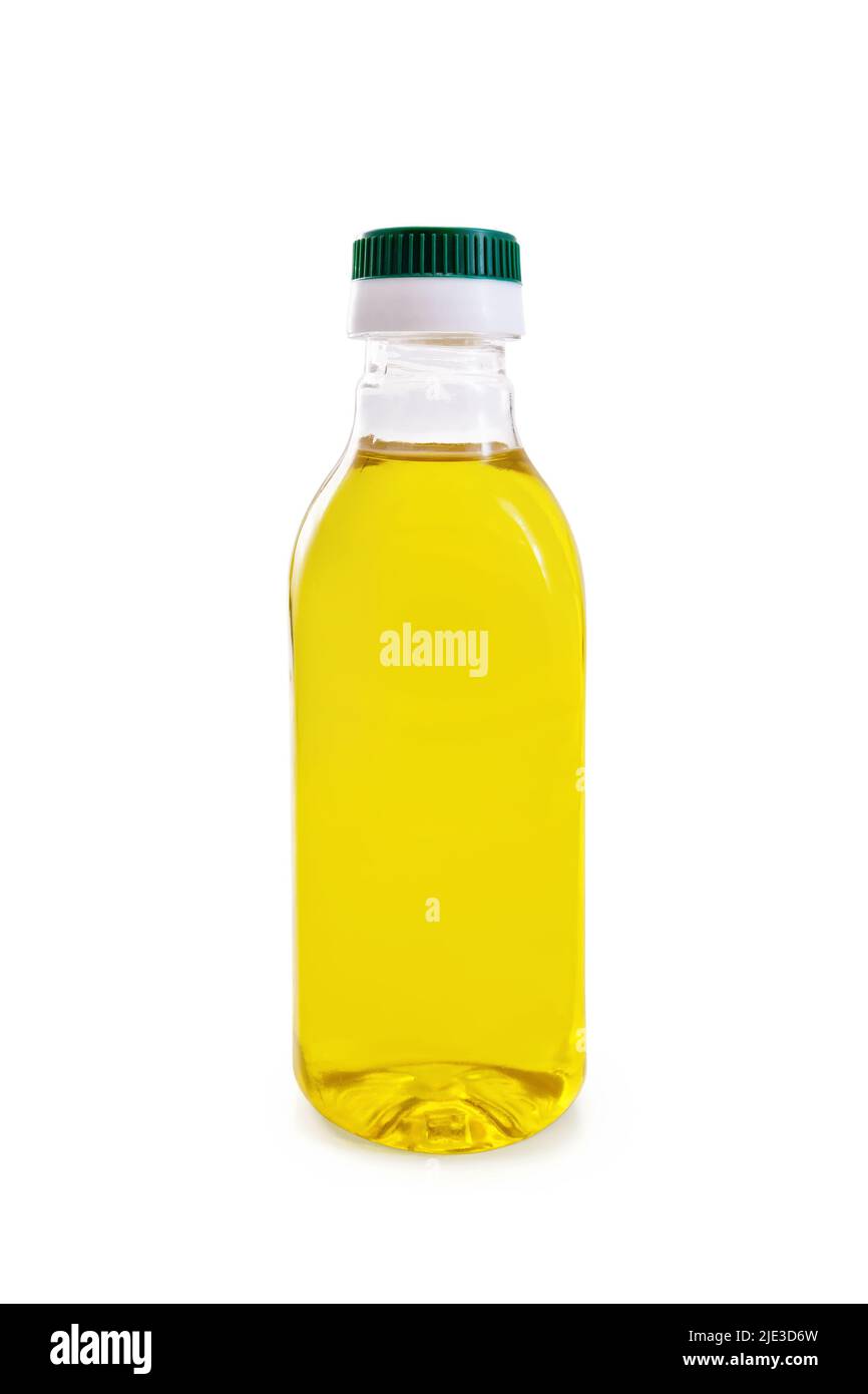 Vegetable oil in plastic bottle isolated on white background Stock ...