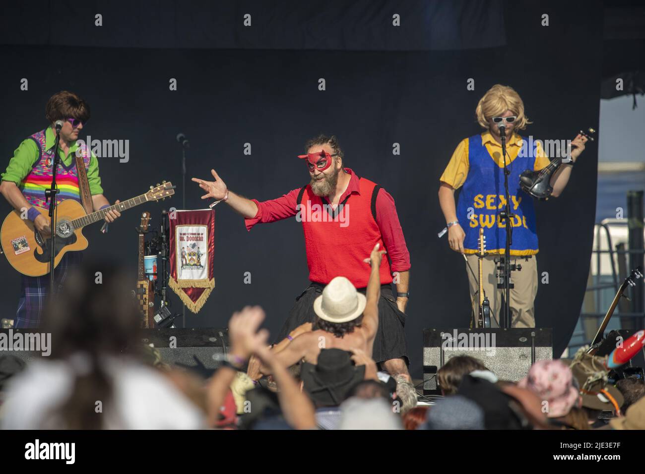 Performers on stage at Watchet 2021 Featuring: The Barsteward Sons of ...