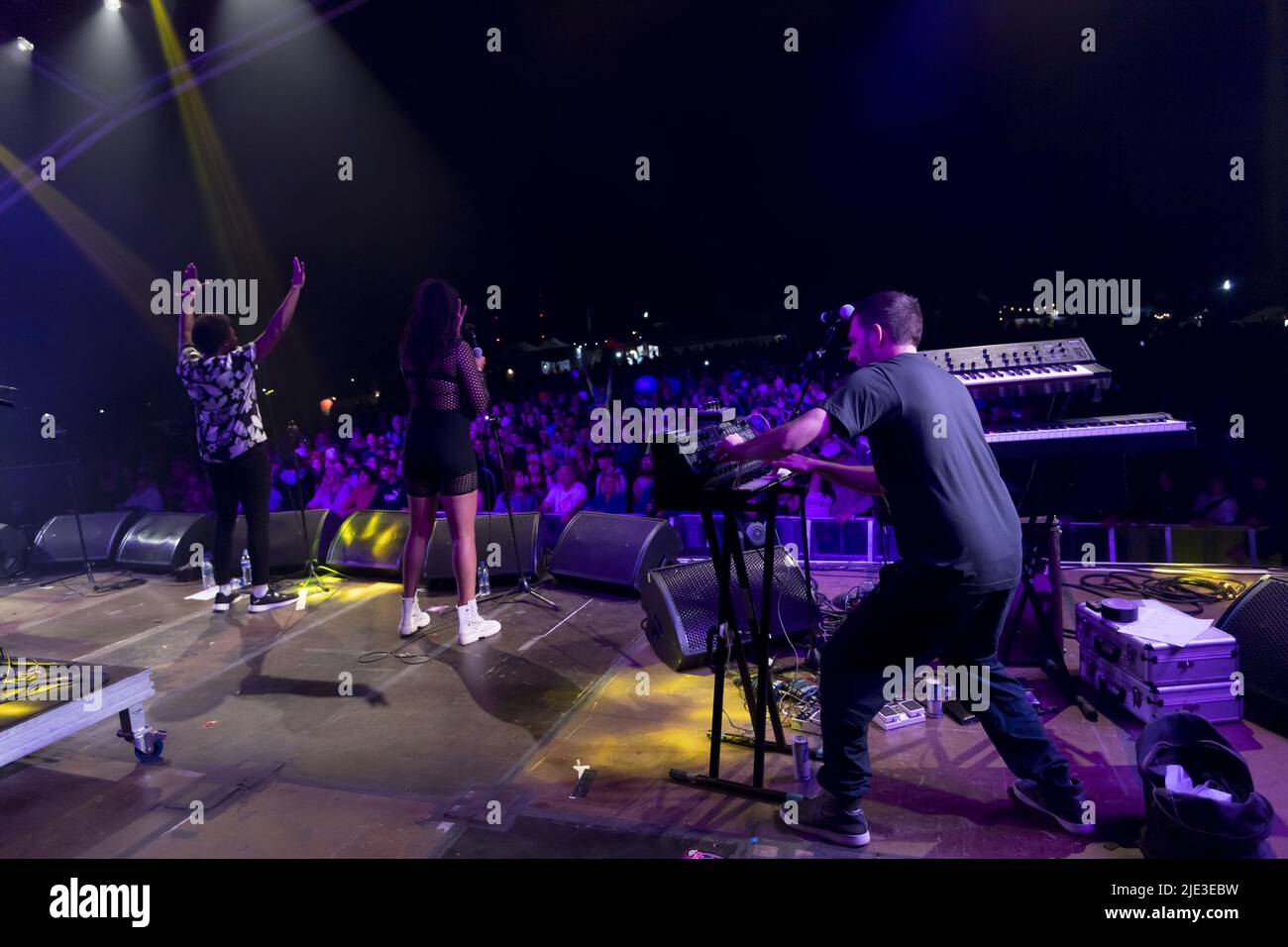 Performers on stage at Watchet 2021 Featuring: Dr Meaker Where: Watchet ...