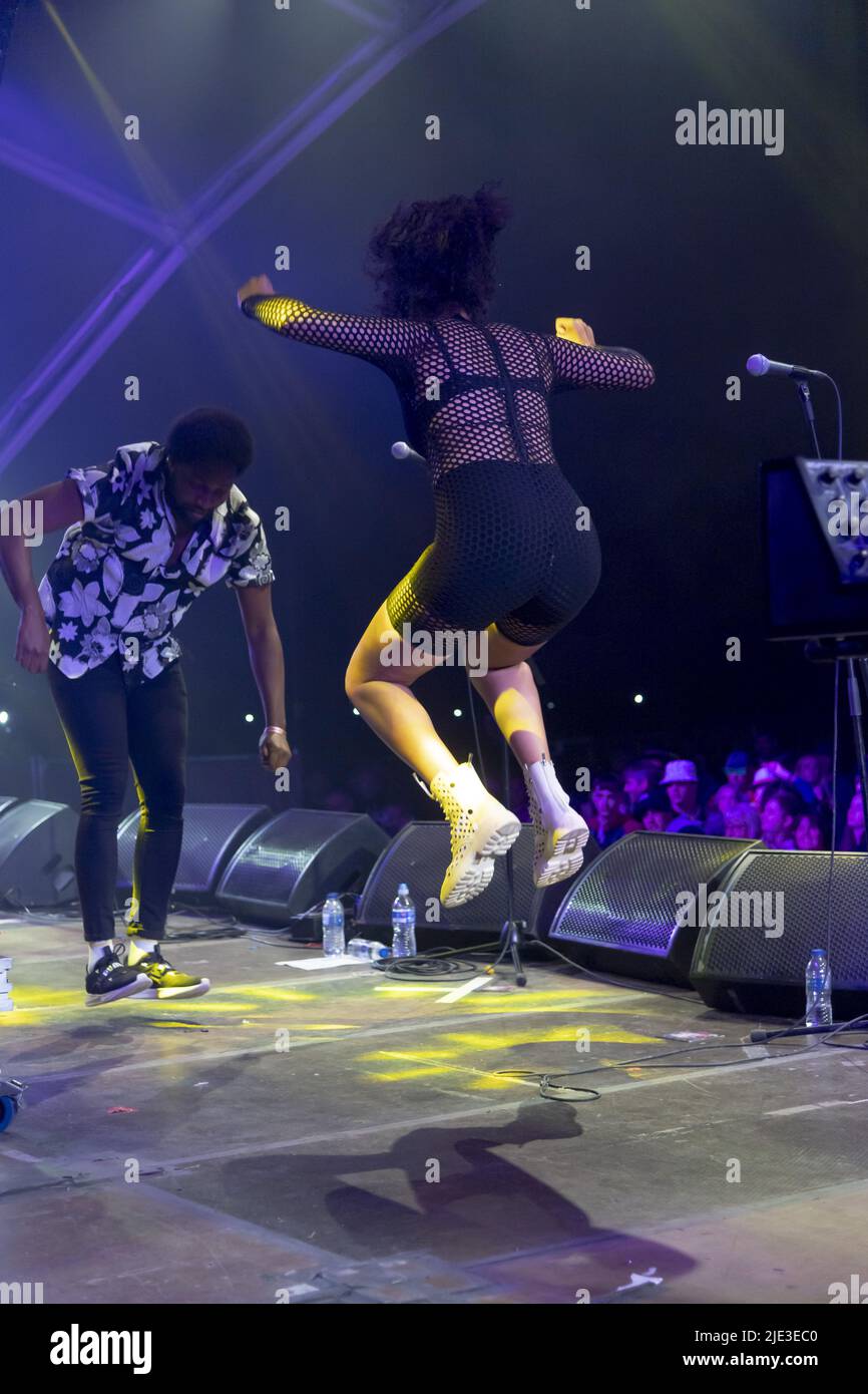 Performers on stage at Watchet 2021 Featuring: Dr Meaker Where: Watchet ...