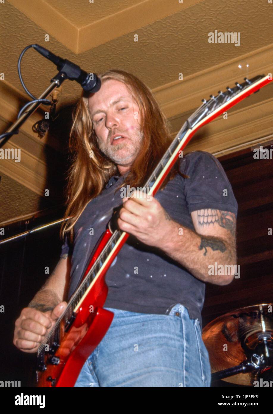 American guitarist Gregg Allman performing at the Hard Rock Café ...