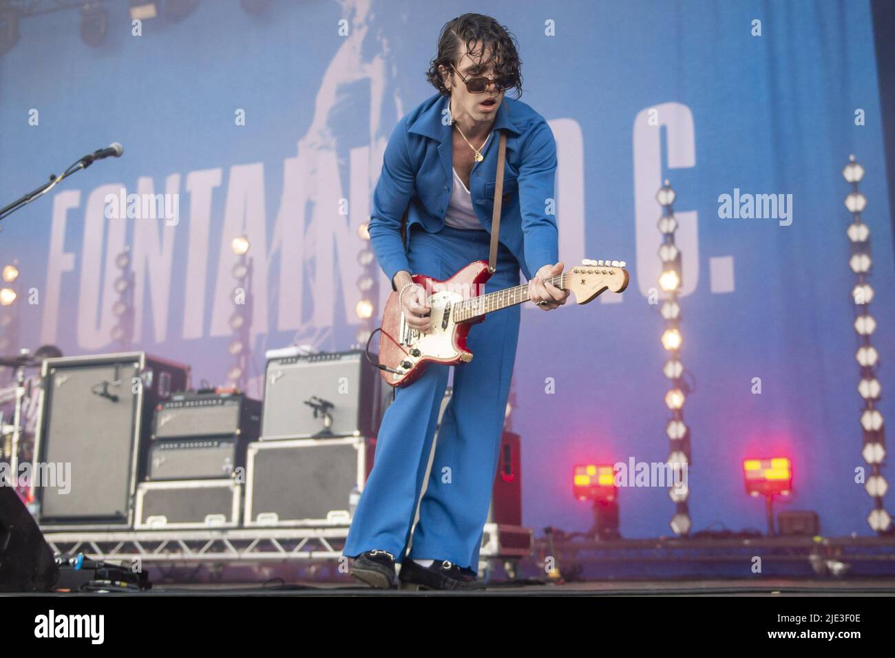 PORTSMOUTH, ENGLAND: Fontaines D.C. perform on stage during day 3 of ...