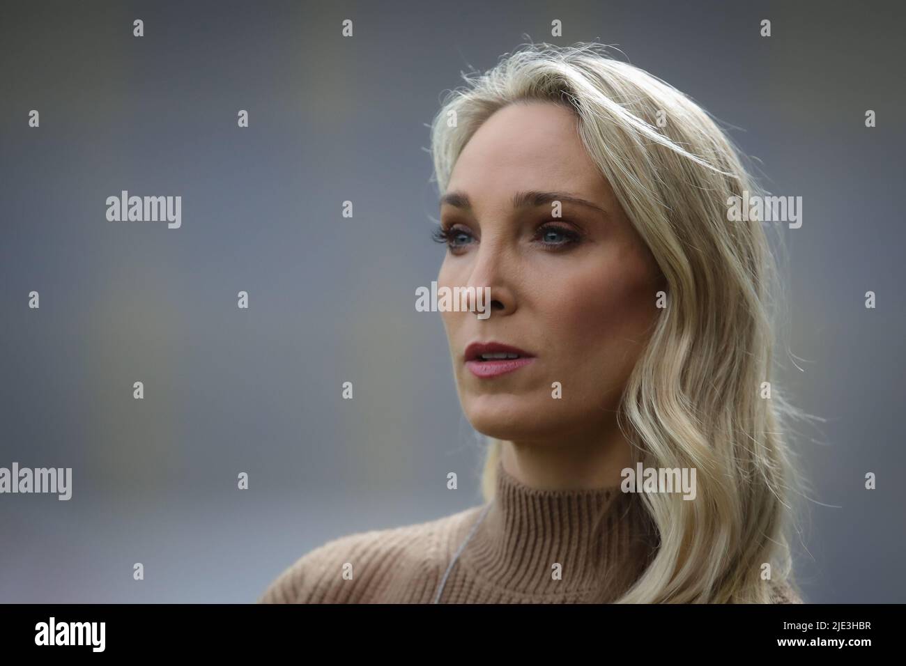 Rugby League reporter Jenna Brooks covering this evening’s game Stock ...