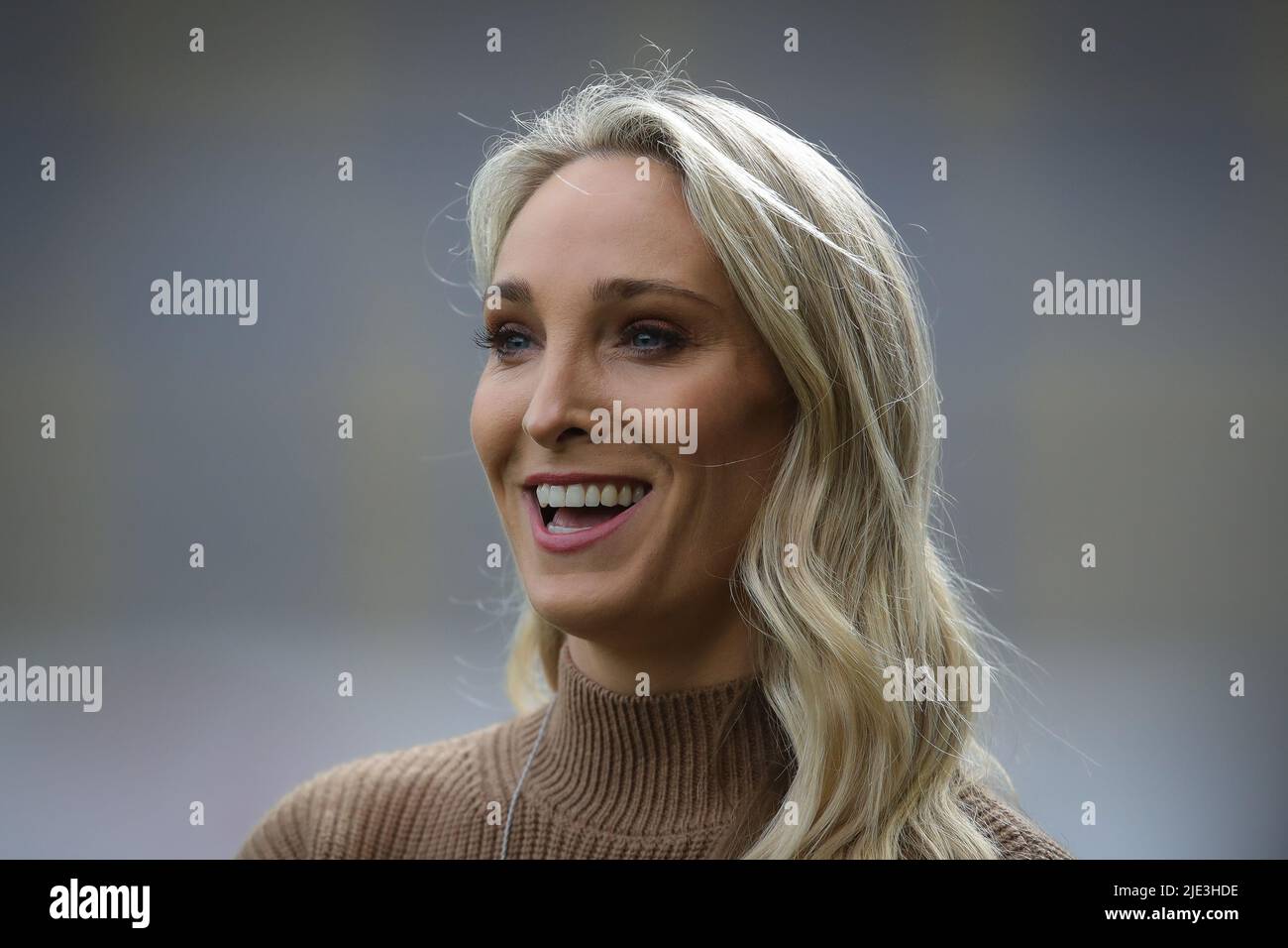 Rugby League reporter Jenna Brooks covering this evening’s game Stock ...