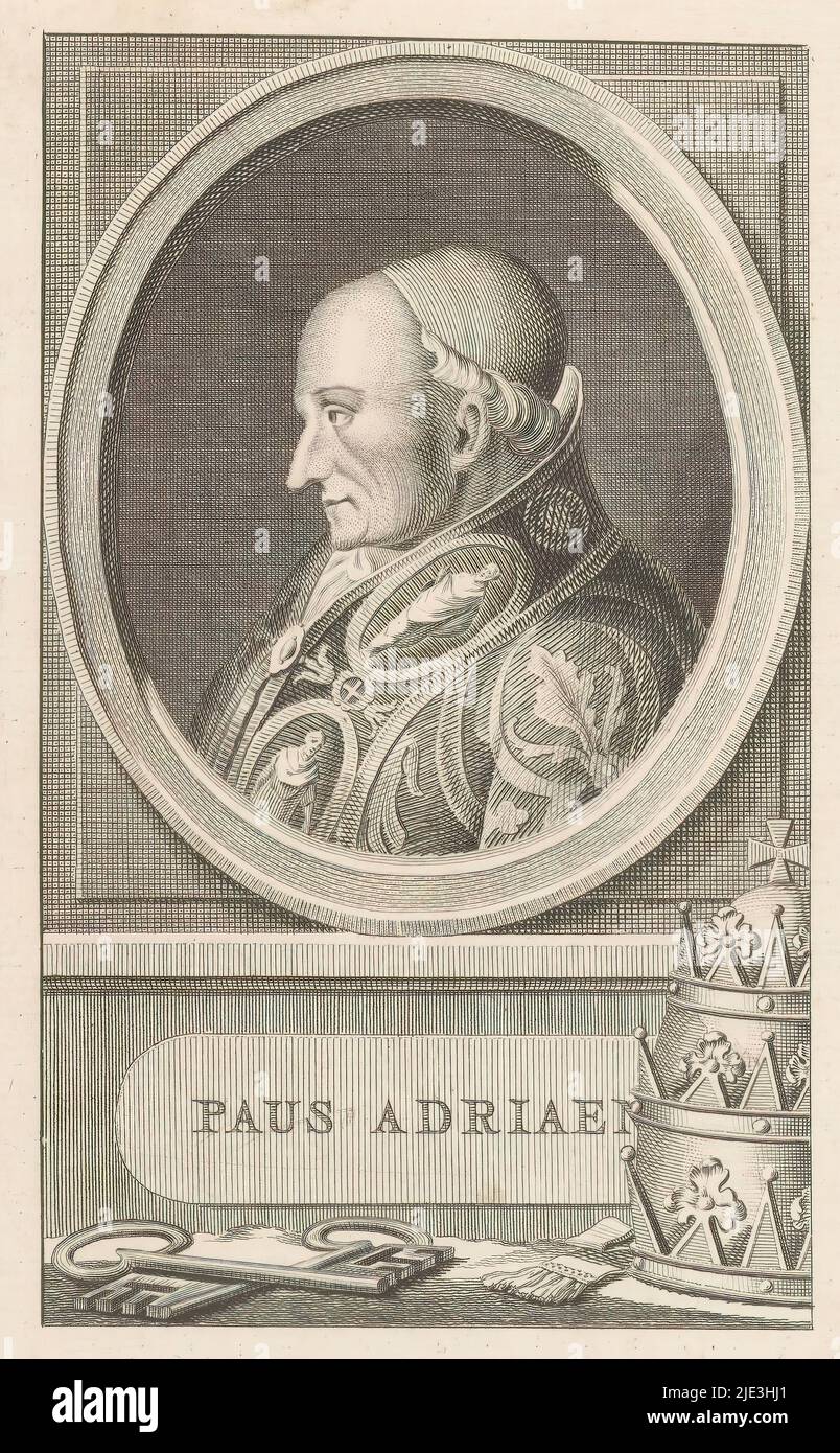 Portrait of Pope Adrian VI, Portrait of Pope Adrian VI in an oval frame ...