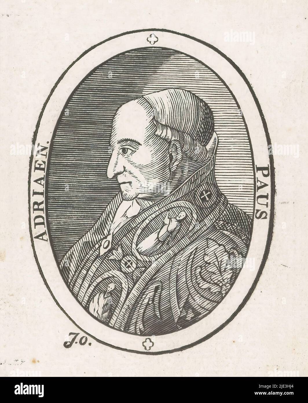 Portrait of Pope Adrian VI, Portrait of Pope Adrian VI in an oval frame ...