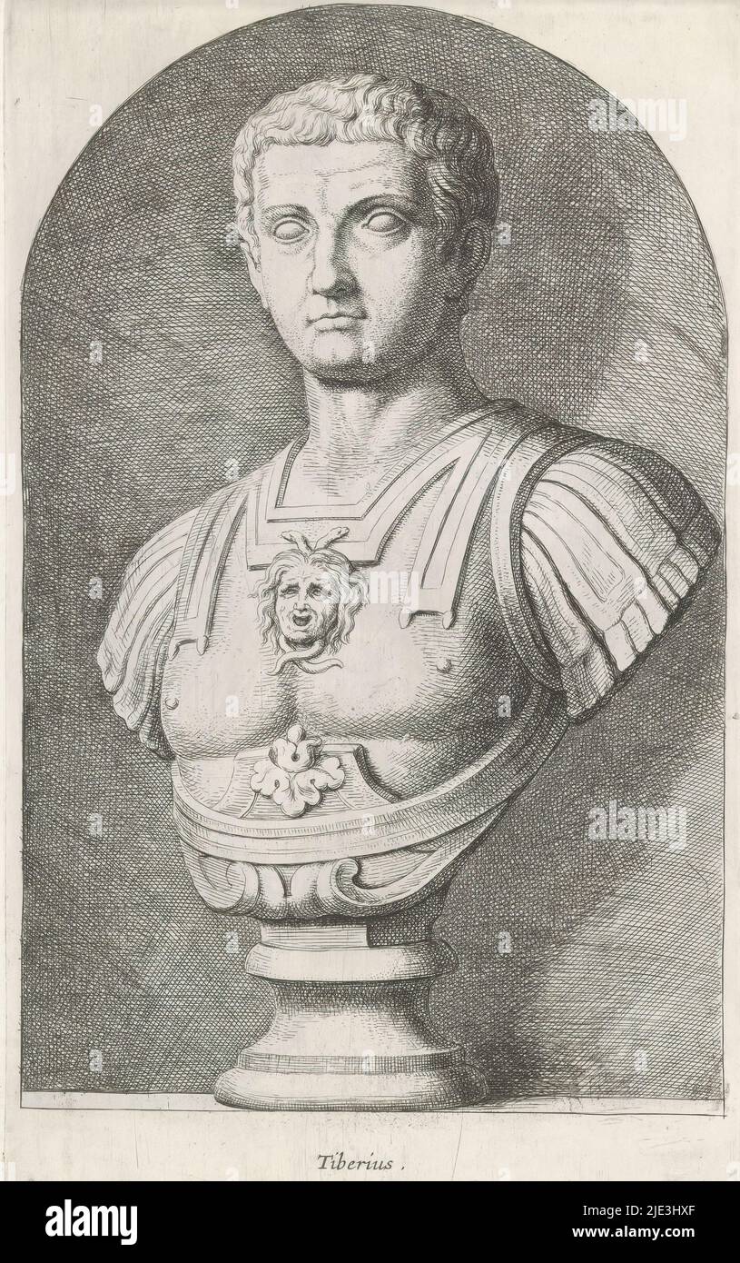 Bust of Emperor Tiberius, Tiberius (title on object), Classical bust of ...