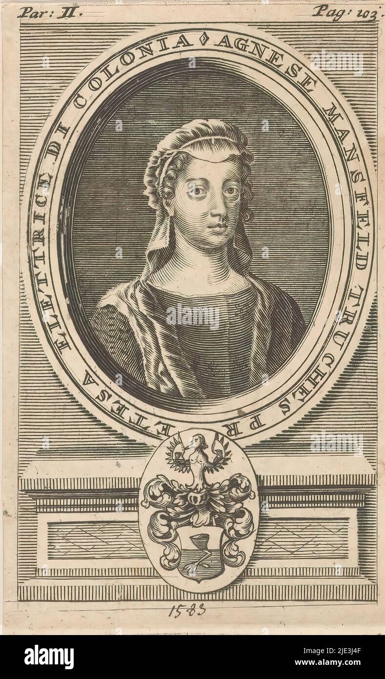 Portrait of Agnes, Countess of Mansfeld, Portrait of Agnes in an oval ...