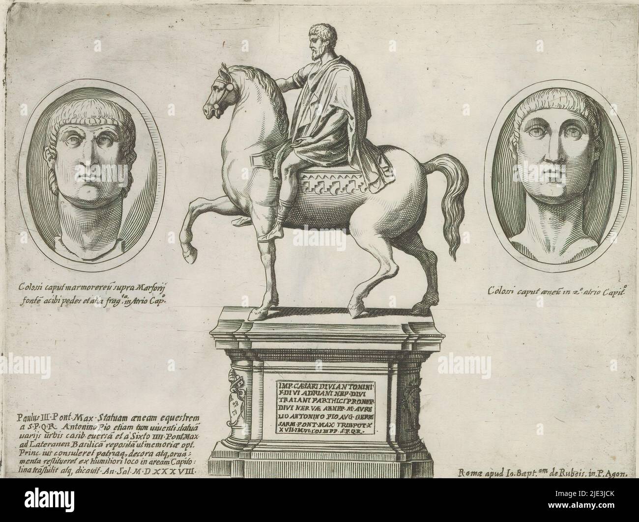 Portrait busts of Emperor Constantine and the equestrian statue of ...